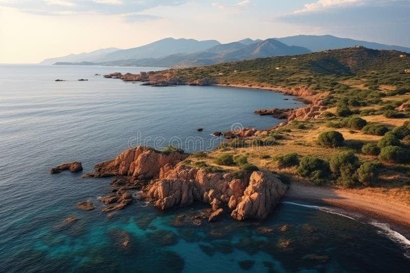 Sardinia Landscape. Dramatic Aerial View of Rugged Coastal Landscape ...