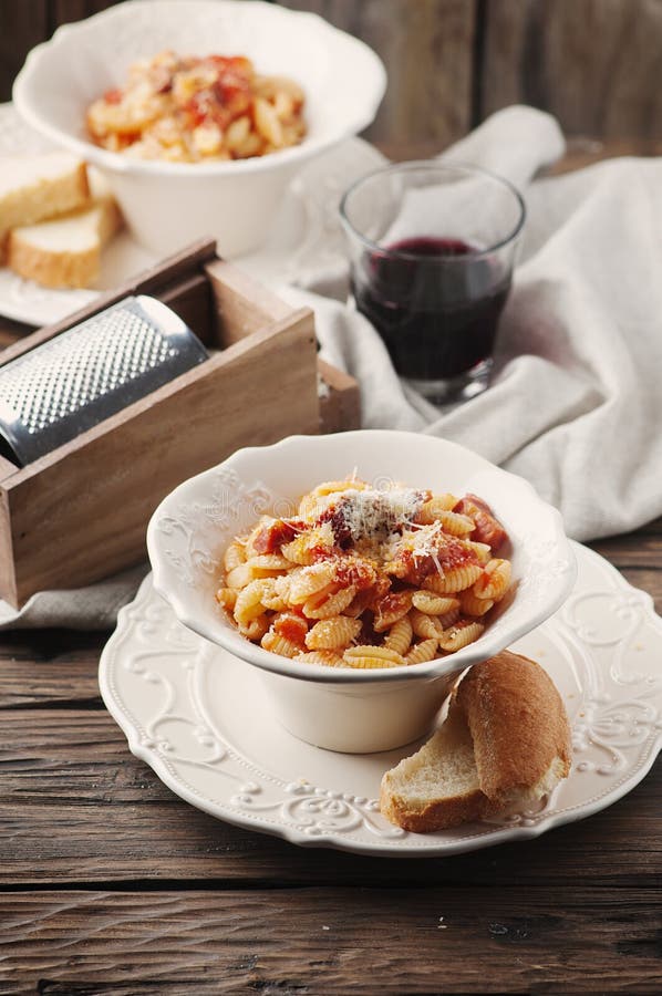 Sardinian Traditional Pasta Malloreddus with Sausage Stock Image ...