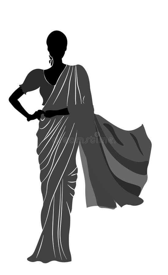 Woman in a Saree stock illustration. Illustration of clothing - 385241682