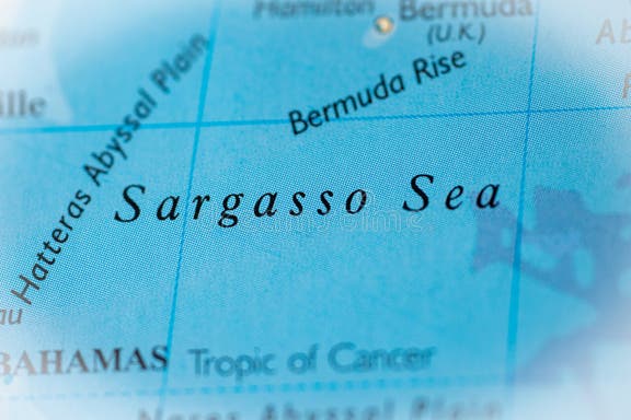 Sargasso Sea Highlighted on a World Map Stock Photo - Image of ...