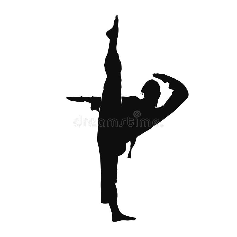 Silhouette of a Female Athlete Kata Karate Vector Stock Vector ...