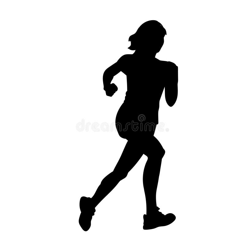 Silhouette of a Female Athlete Run. Silhouette of a Sporty Woman ...