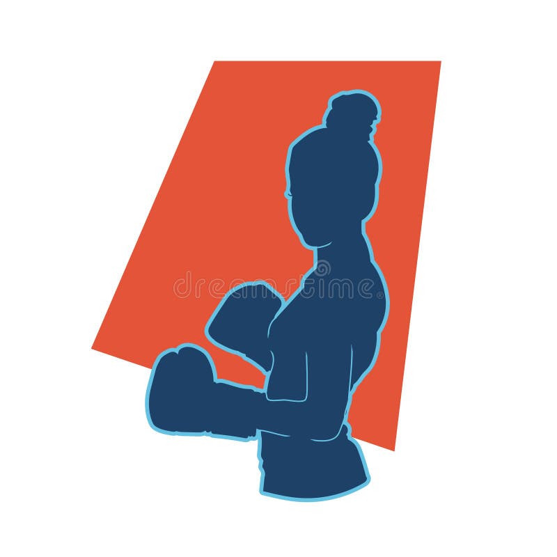 Silhouette of a Woman Boxing Athlete in Action Pose. Stock Vector ...