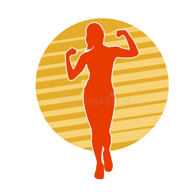 Silhouette of a Sporty Slim Female Showing Healthy Arm Muscle and Body ...