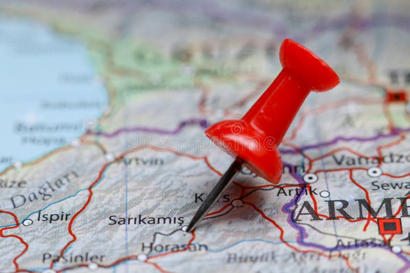 Sarikamis, Turkey Pin on Map Stock Image - Image of explore, turkish ...