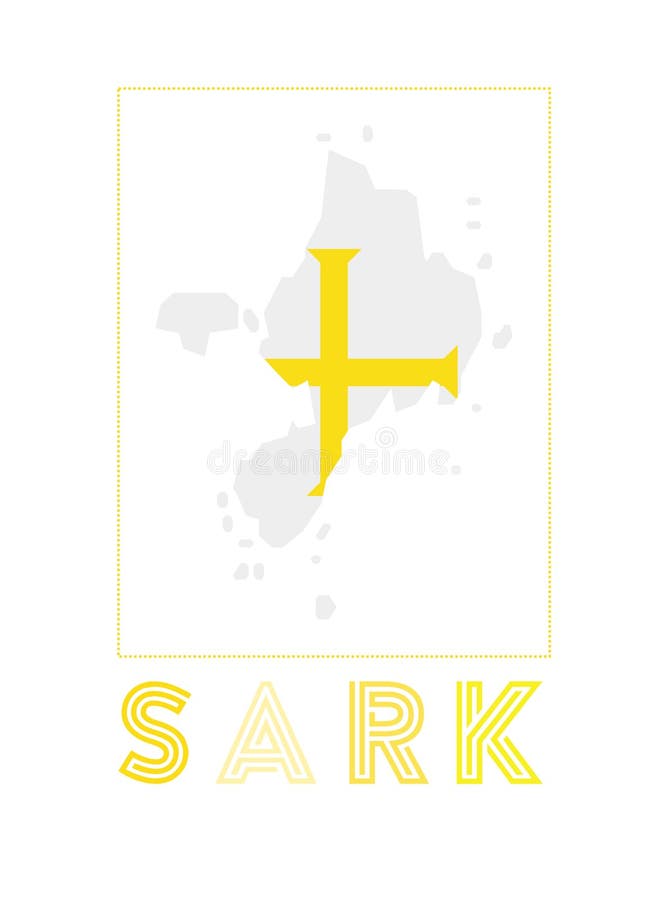 Sark Logo. Map of Sark with Island Name and Flag Stock Vector ...