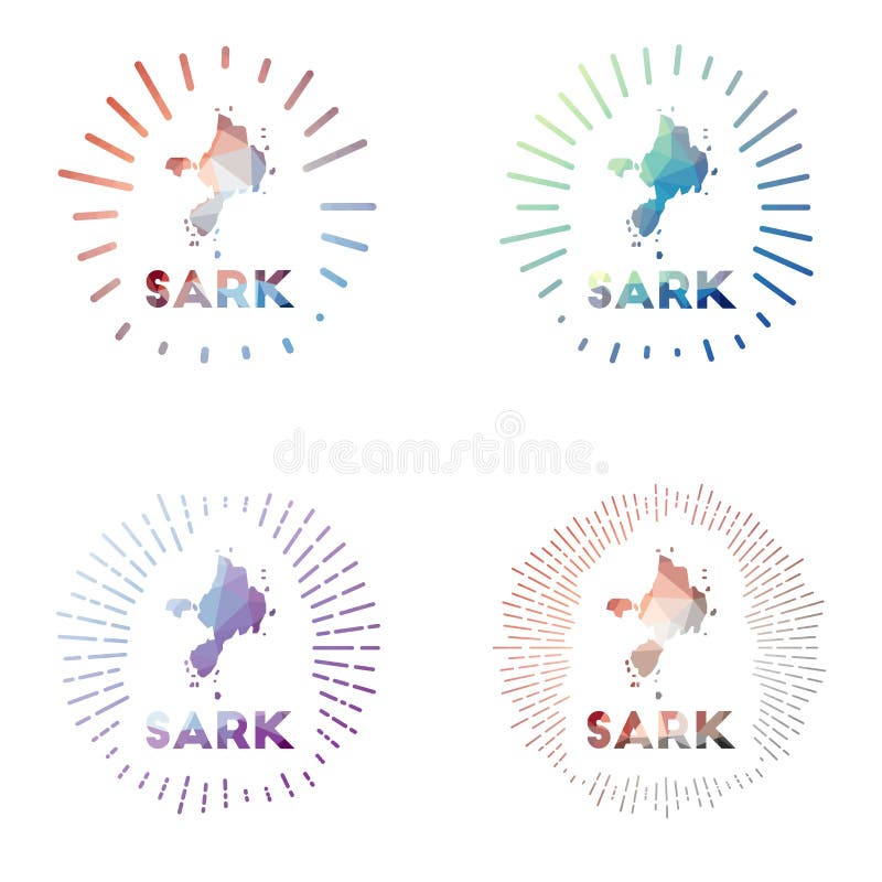 Sark Low Poly Sunburst Set. Stock Vector - Illustration of growth ...