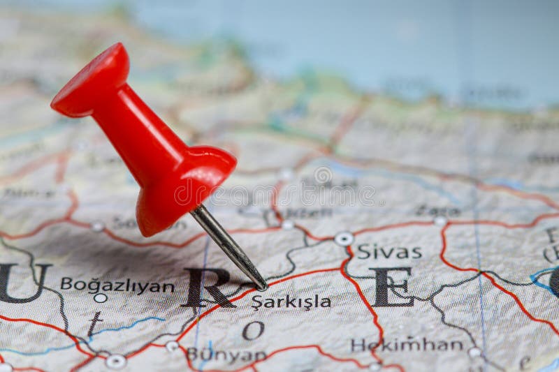 Sarkisla, Turkey Pin on Map Stock Photo - Image of needle, destination ...