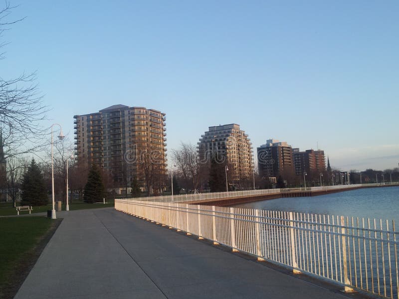 Boardwalk at Sarnia Bay Vertical Stock Photo - Image of beautiful ...