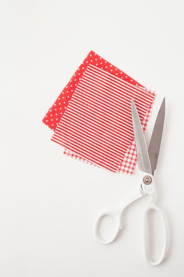 Sartorial Scissors, Pieces of Colored Fabric on a White Background ...