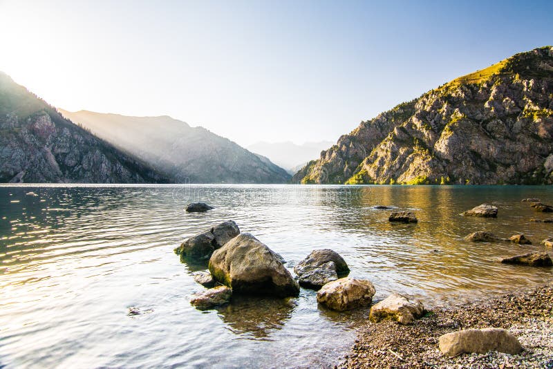 Sary Chelek Lake In Kyrgyzstan, Night Scene Stock Image - Image of ...