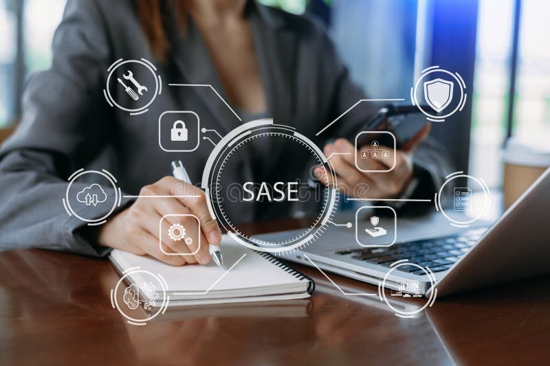SASE Secure Access Service Edge Concept Hand Touching Secure Access ...