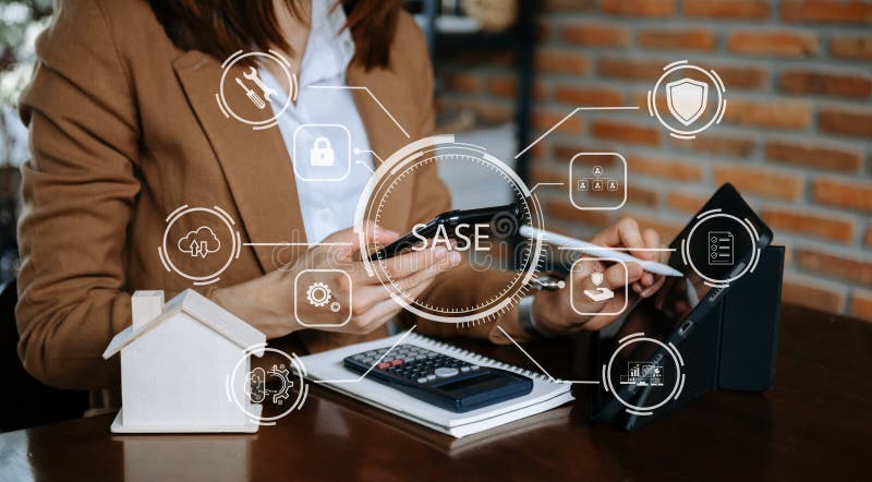 SASE Secure Access Service Edge Concept Hand Touching Secure Access ...