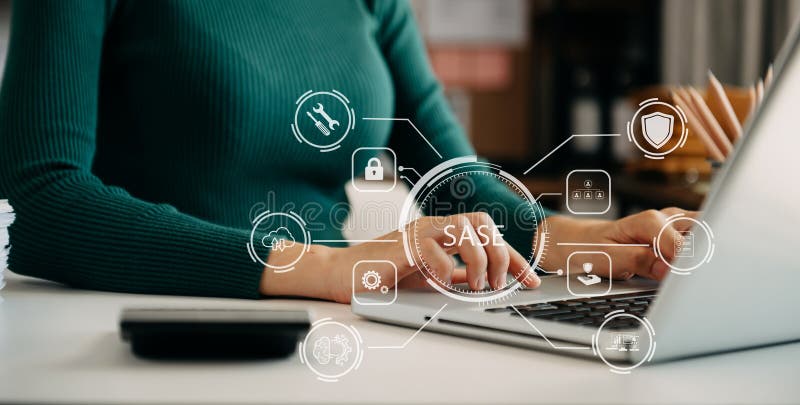 SASE Secure Access Service Edge Concept Hand Touching Secure Access ...