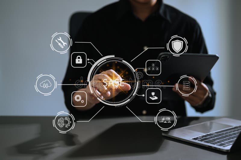 SASE Secure Access Service Edge Concept Hand Touching Secure Access ...