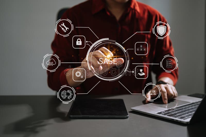 SASE Secure Access Service Edge Concept Hand Touching Secure Access ...