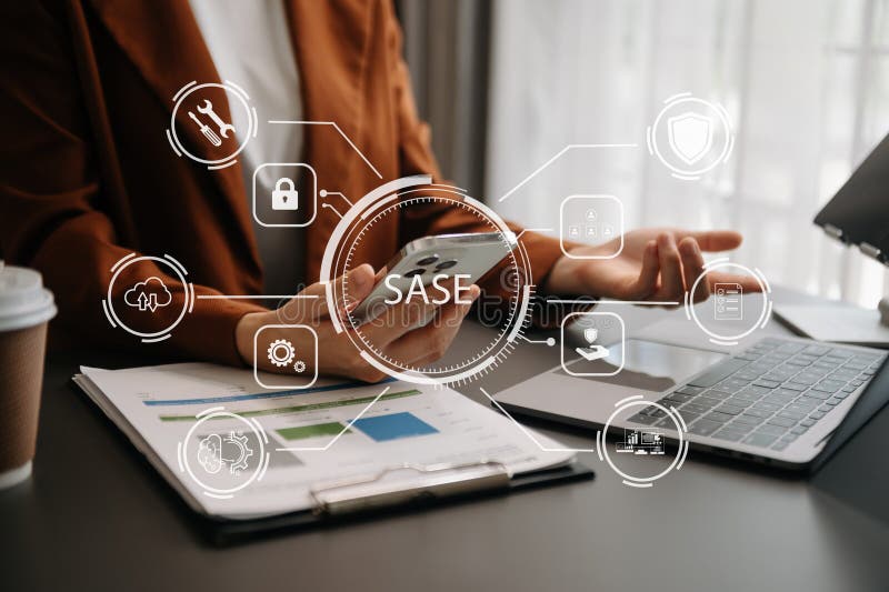 SASE Secure Access Service Edge Concept Hand Touching Secure Access ...