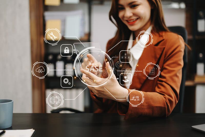 SASE Secure Access Service Edge Concept Hand Touching Secure Access ...