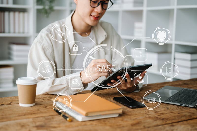 SASE Secure Access Service Edge Concept Hand Touching Secure Access ...