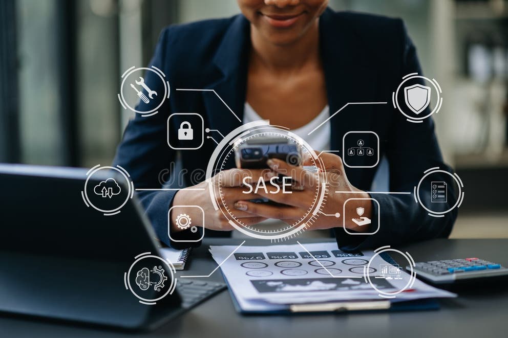 SASE Secure Access Service Edge Concept Hand Touching Secure Access ...