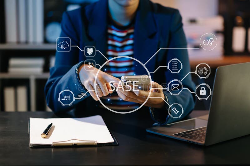 SASE Secure Access Service Edge Concept Hand Touching Secure Access ...