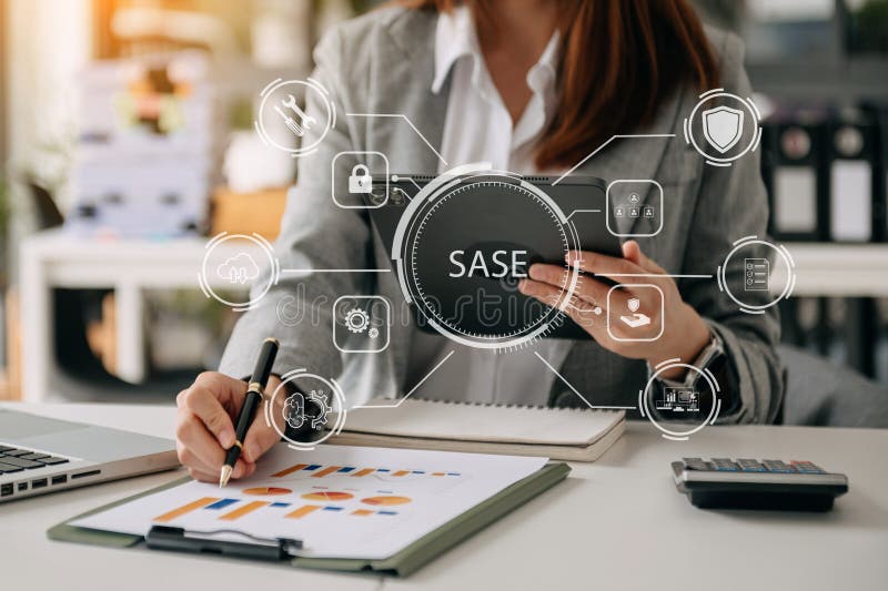 SASE Secure Access Service Edge Concept Hand Touching Secure Access ...