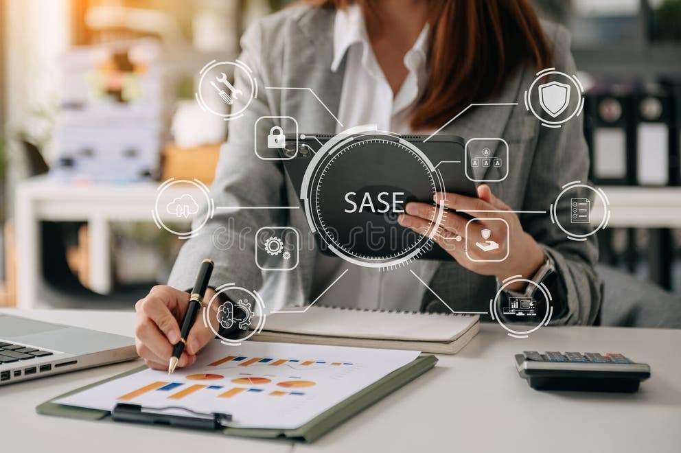 SASE Secure Access Service Edge Concept Hand Touching Secure Access ...