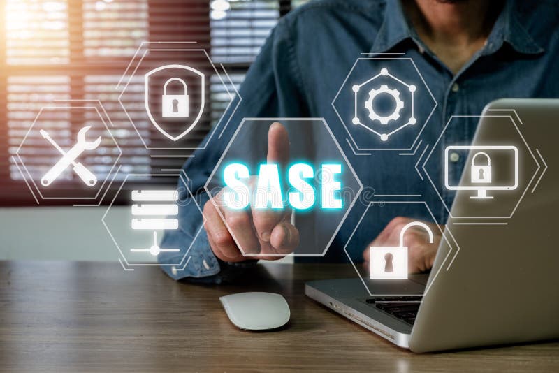 SASE Secure Access Service Edge Concept Hand Touching Secure Access ...