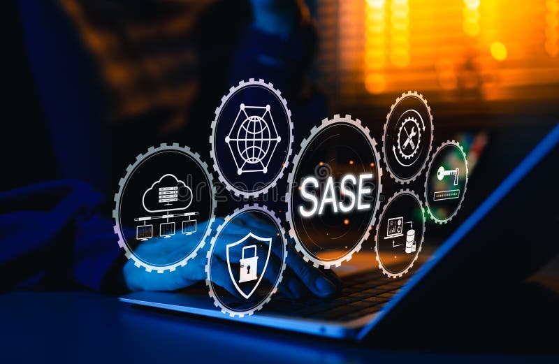 SASE Secure Access Service Edge Cybersecurity Concept. Digital ...