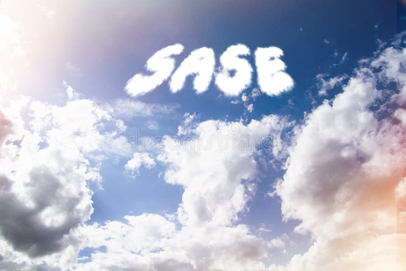 Sase. Text from Clouds in Sky in Bright Sunlight Stock Illustration ...