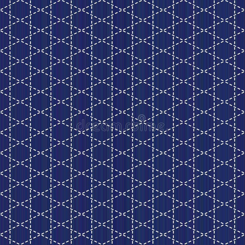 Sashiko Motif - Blooming Cherry Flowers and Circles. Vector Seamless ...