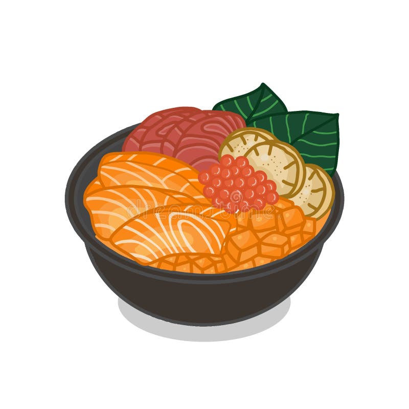 Sashimi Bowl Japanese Food. Vector Illustration Stock Vector ...