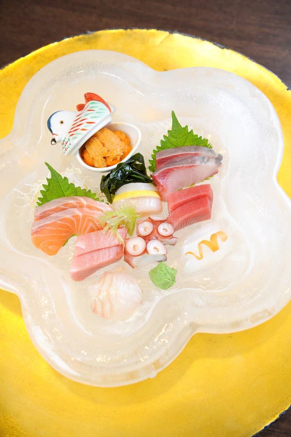 Sashimi on ice plate stock photo. Image of japan, dine - 22532574