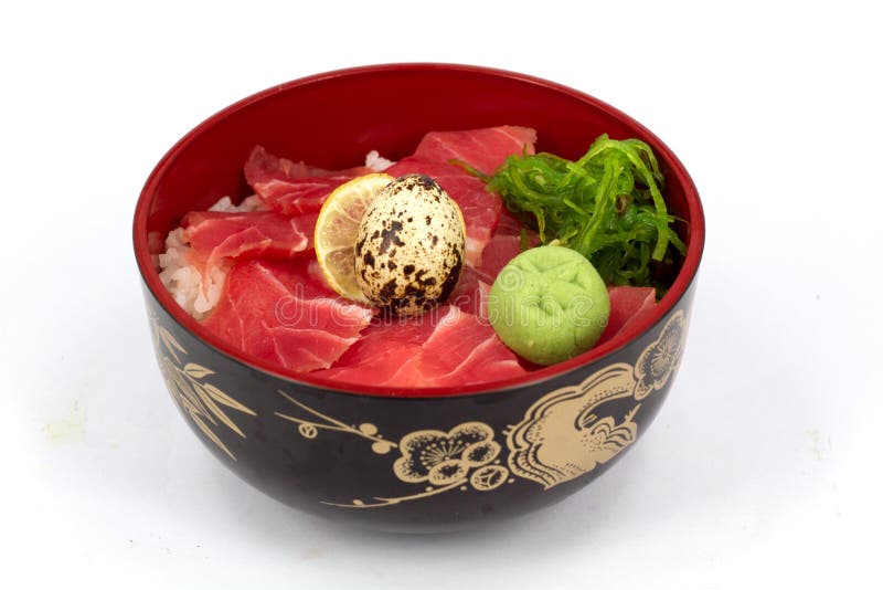 Toppning För Maguro-universitetslärare Japansk Risbunke Med Rå Tuna ...