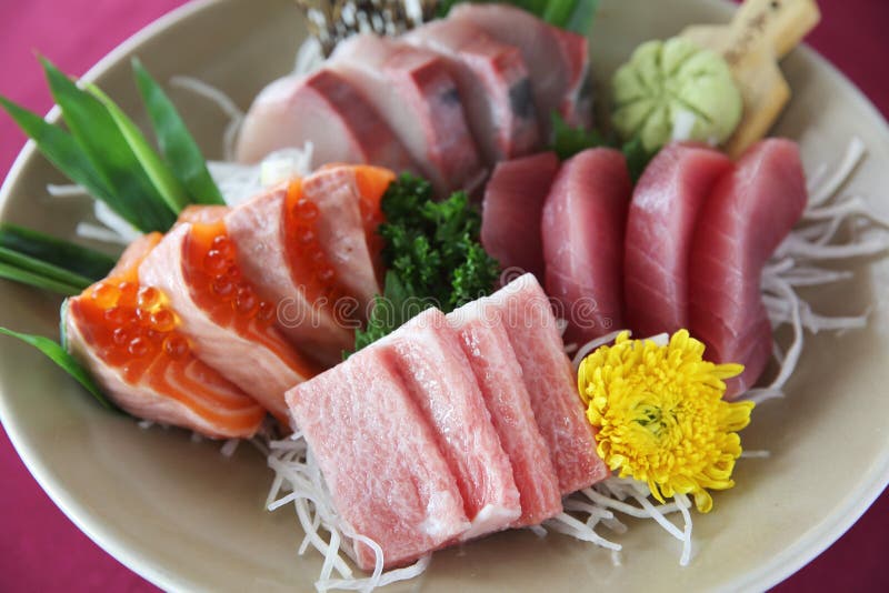 Sashimi set on a plate stock image. Image of healthy - 136961689