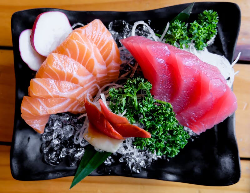Sashimi Set, Japanese Food Raw Sliced Fish, Shellfish or Crustaceans ...