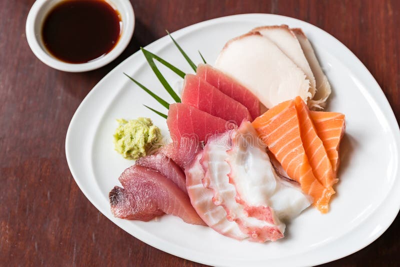 Sashimi set stock image. Image of maki, orange, pink - 89710829
