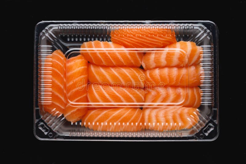 Sashimi Sushi Set in a Plastic Box Container Stock Image - Image of ...