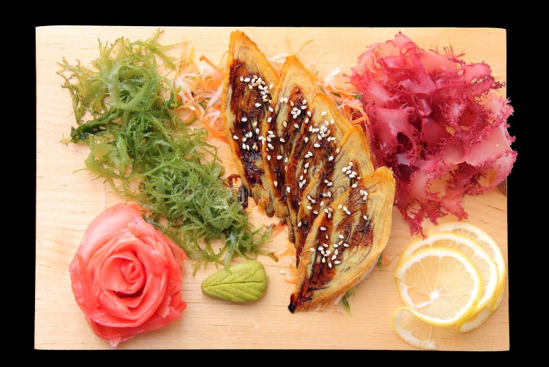Sashimi Tamago on Rectangular Board Stock Image - Image of dish, diet ...