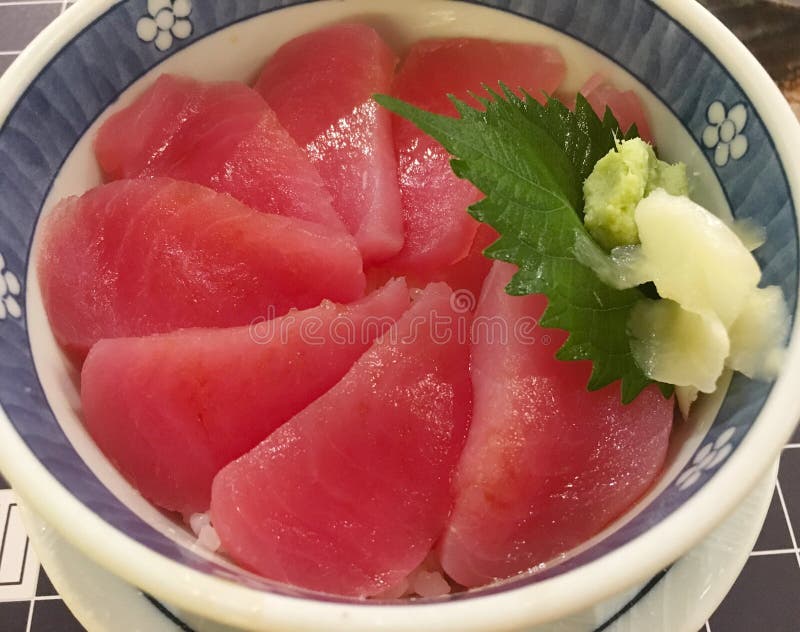 Sashimi.Tuna Sliced with Rice Stock Photo - Image of sliced, leaf ...