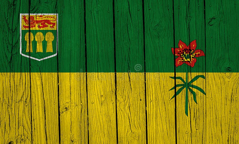Saskatchewan Flag Over Wood Planks Stock Photo - Image of flag ...