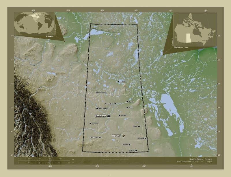 Saskatchewan, Canada. Wiki. Labelled Points of Cities Stock ...