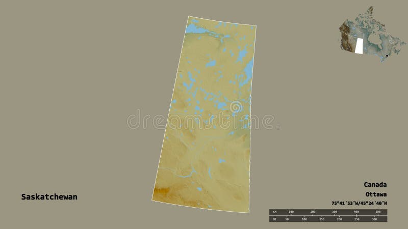Saskatchewan, Province of Canada, Zoomed. Relief Stock Illustration ...