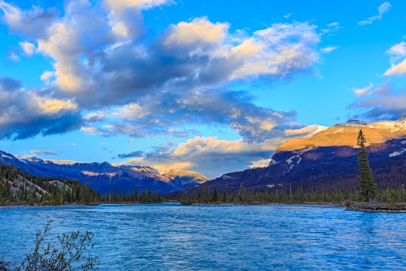 Saskatchewan River, Alberta, Canada Stock Photo - Image of rocky ...