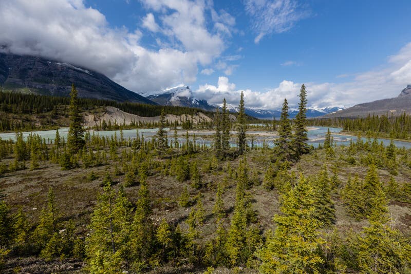 Saskatchewan River Crossing in the Rocky Mountains of Canada Stock ...