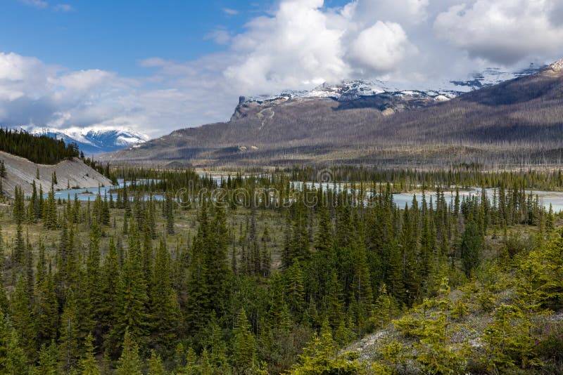 Saskatchewan River Crossing in the Rocky Mountains of Canada Stock ...