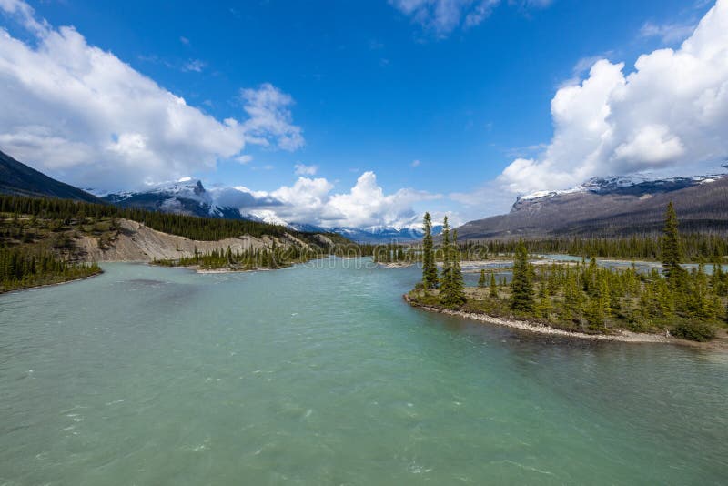 Saskatchewan River in the Rocky Mountains of Canada Stock Photo - Image ...