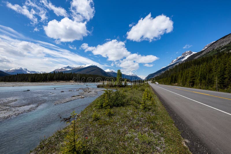 Saskatchewan River in the Rocky Mountains of Canada Stock Image - Image ...
