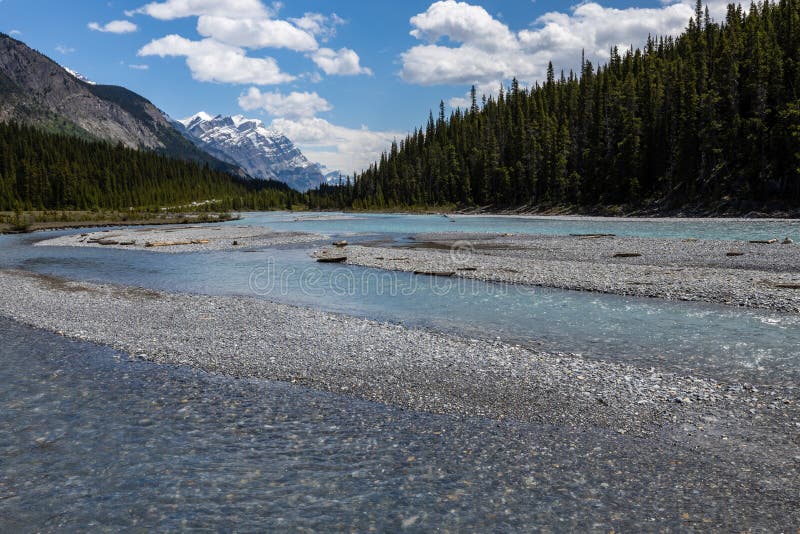 Saskatchewan River in the Rocky Mountains of Canada Stock Photo - Image ...