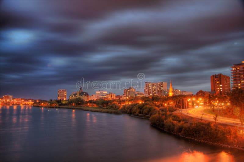 Saskatoon at night stock photo. Image of canada, dark - 7046724